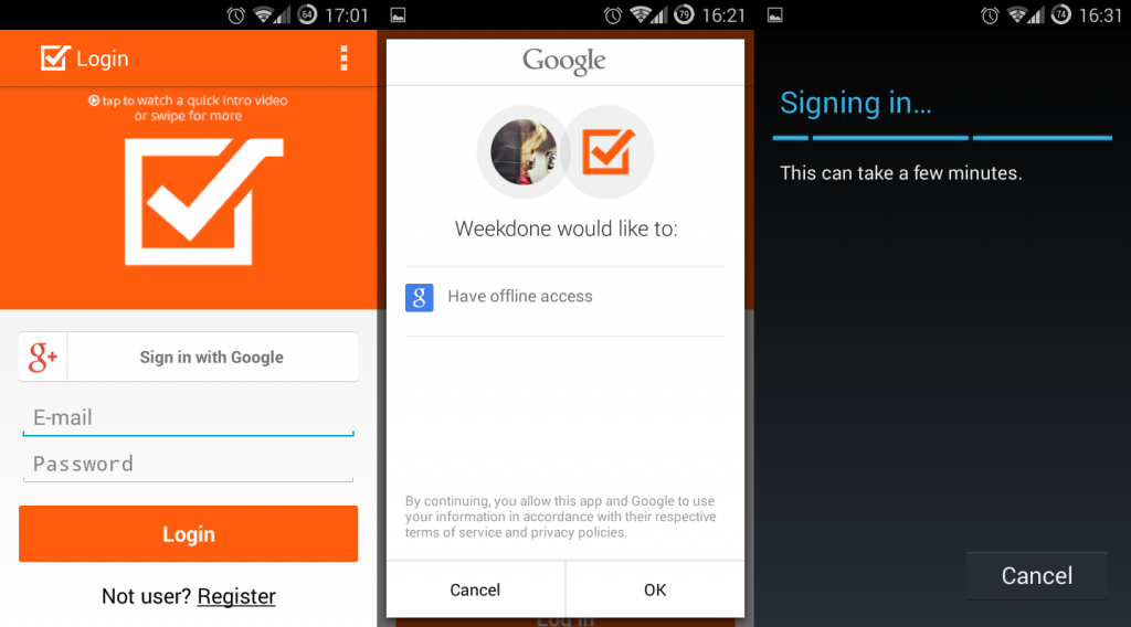 Android weekly reporting kit - Weekdone